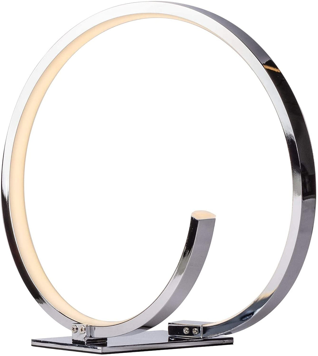 Circular Led Table Lamp Silver Modern Contemporary Chrome Bulbs Includ ...